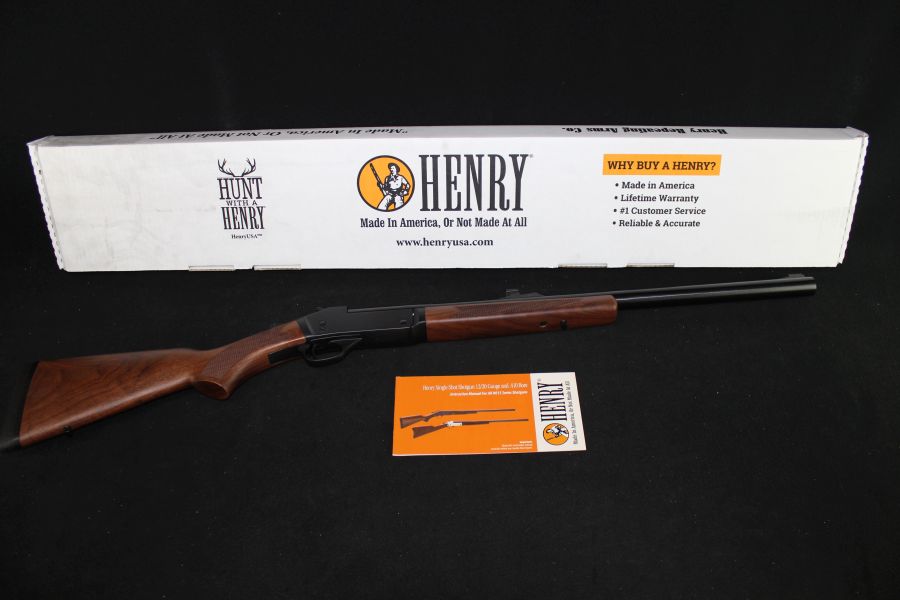 Henry Single Shot 12ga Slug 24" 3" Wood/Blued NEW H015-12S - Single ...