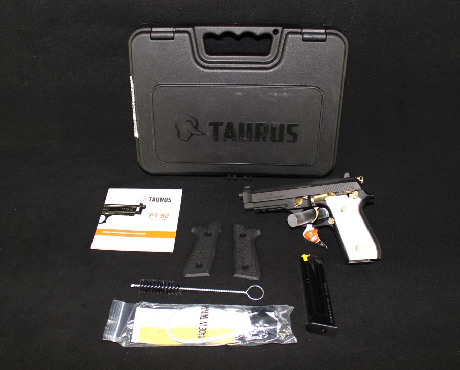 Taurus PT92 9mm Black / Pearl Grips 5” NEW 1-920151GLD-WP - Semi Auto ...